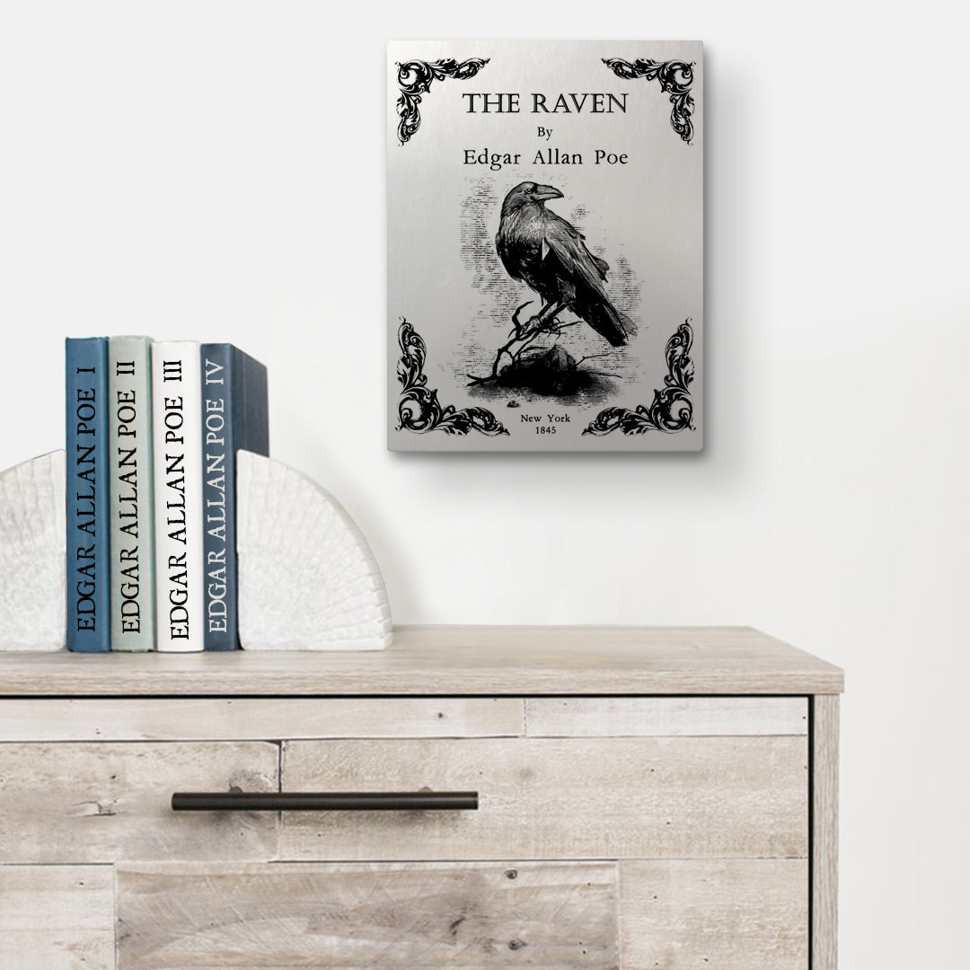 The Raven by Edgar Allan Poe wall art metal panel. Literary Wall art w ...