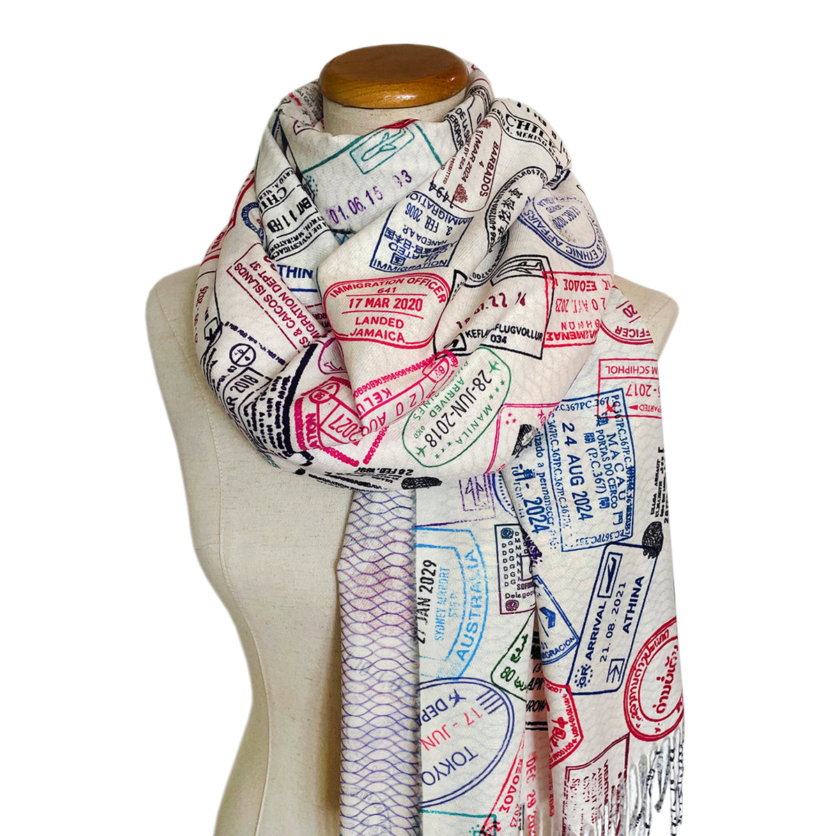 Traveler scarf, Scarf with passport stamps (Full print), Flight attend ...