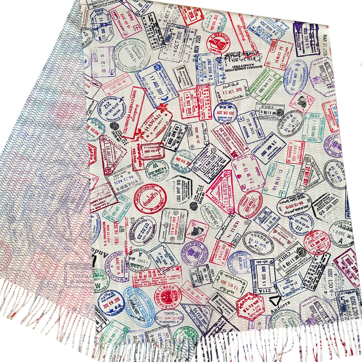 Traveler scarf, Scarf with passport stamps (Full print), Flight attend ...